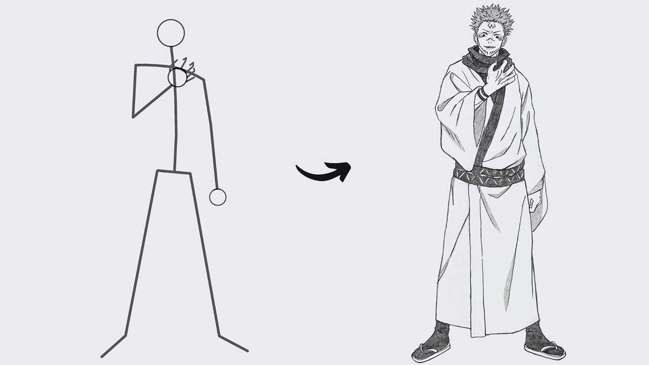 How to Draw Ryomen Sukuna Full Body | Easy Step by Step | Jujutsu Kaisen