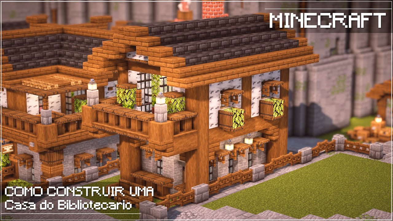 Como Construir a Casa do Bibliotecário | Cidade Medieval | Minecraft ...