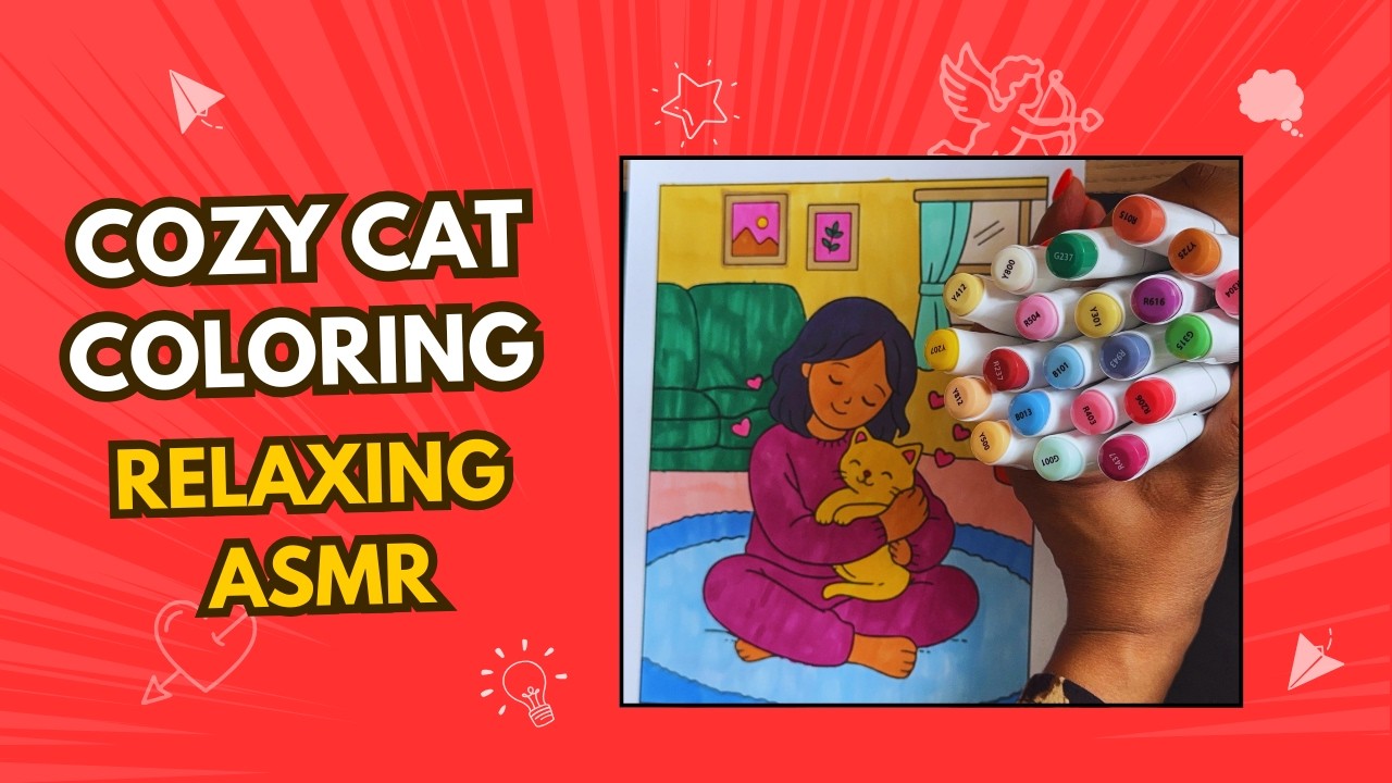 Cozy Cat Coloring Page 🐈 | ASMR Coloring