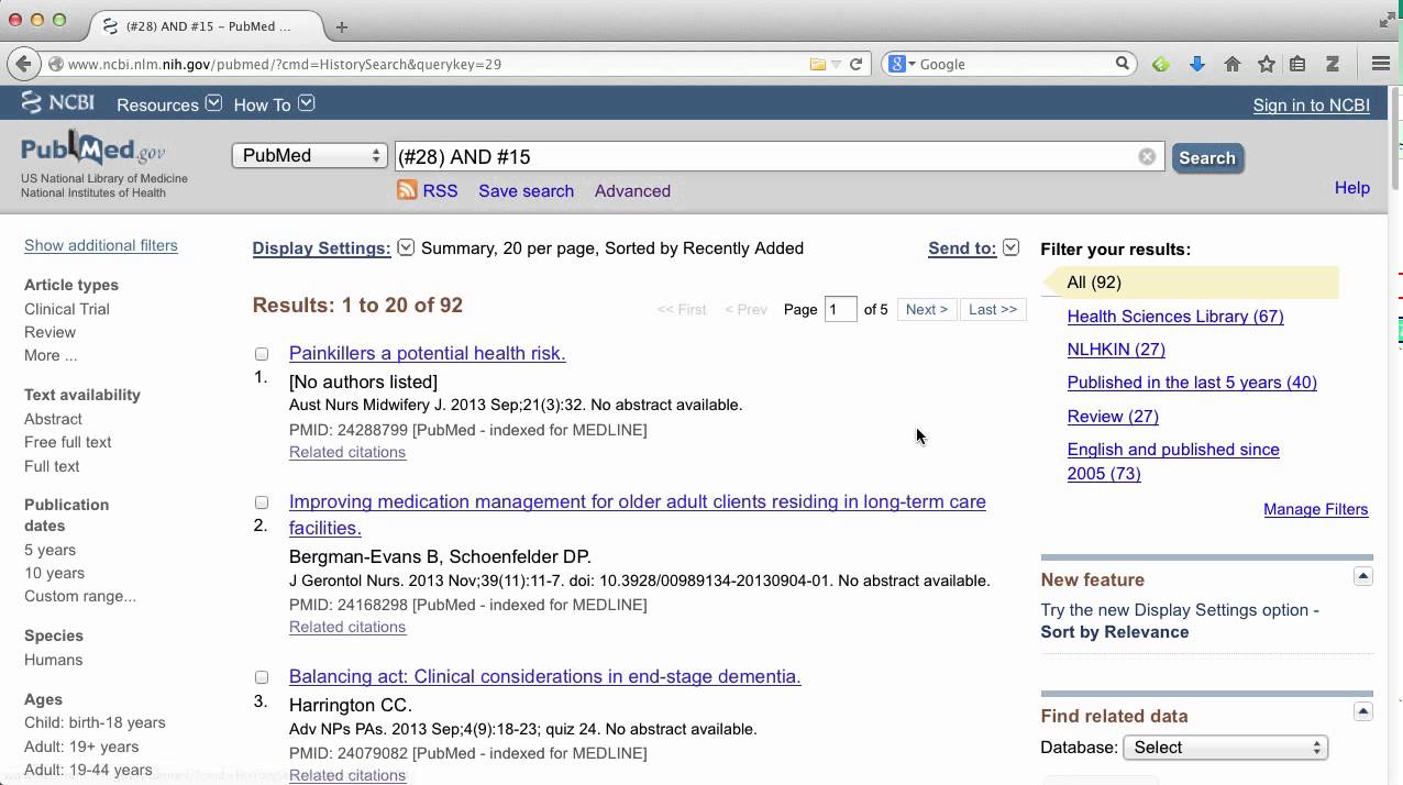 Combining MeSH Terms & Using Filters in PubMed