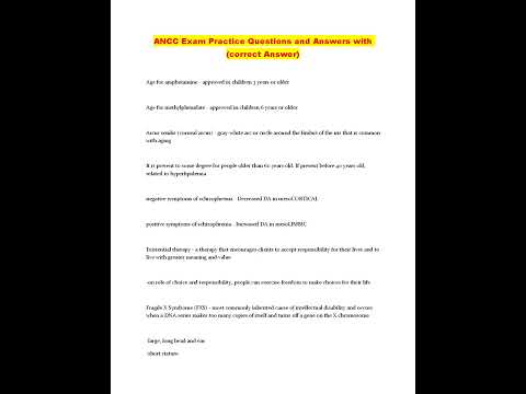 ANCC Exam Practice Questions and Answers 2022/2023