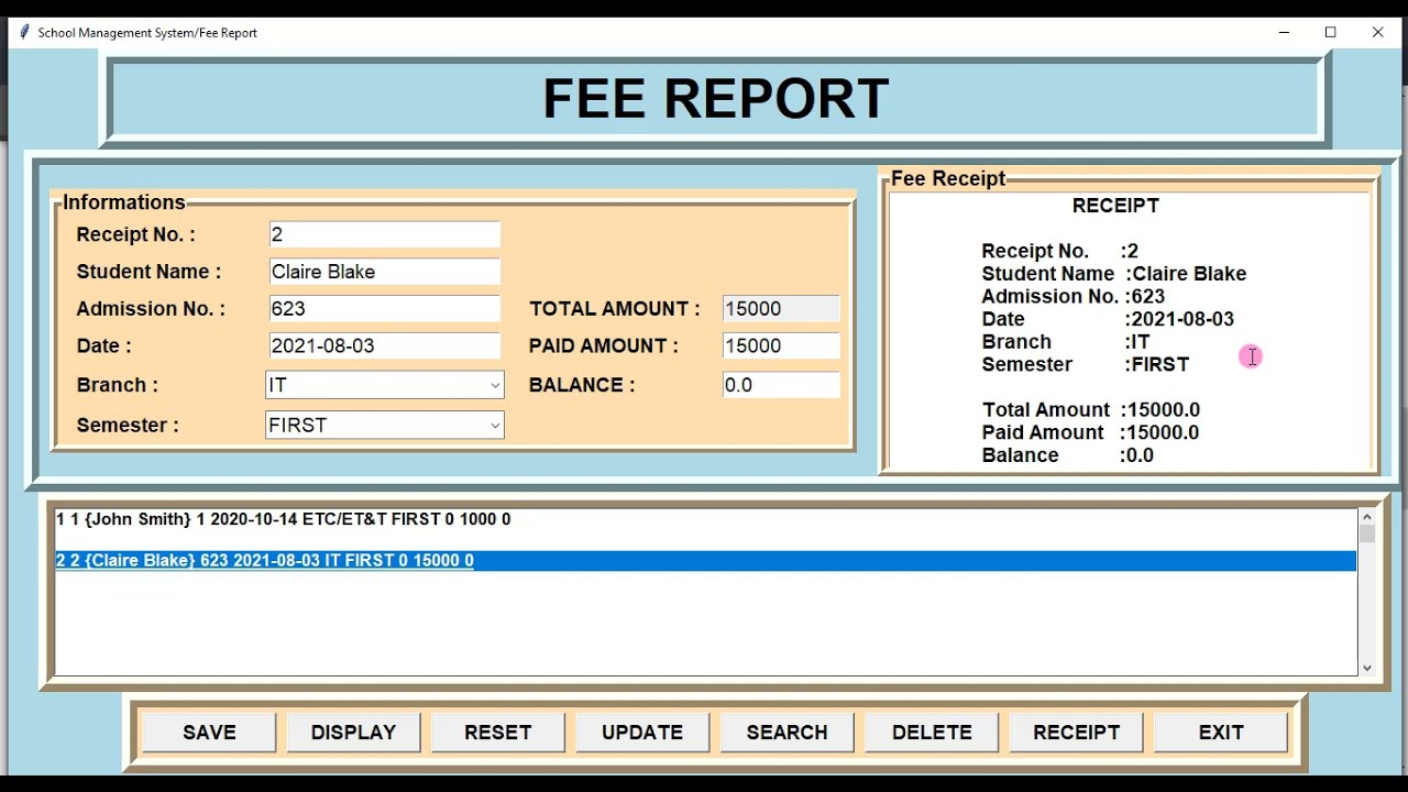 School Management System in Python Demo
