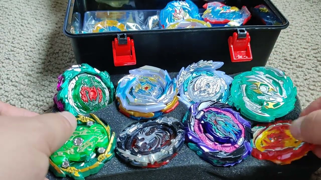 Unboxing nephews aftermarket 12 piece beyblade set with 2 hand  held launchers and tool box amazon