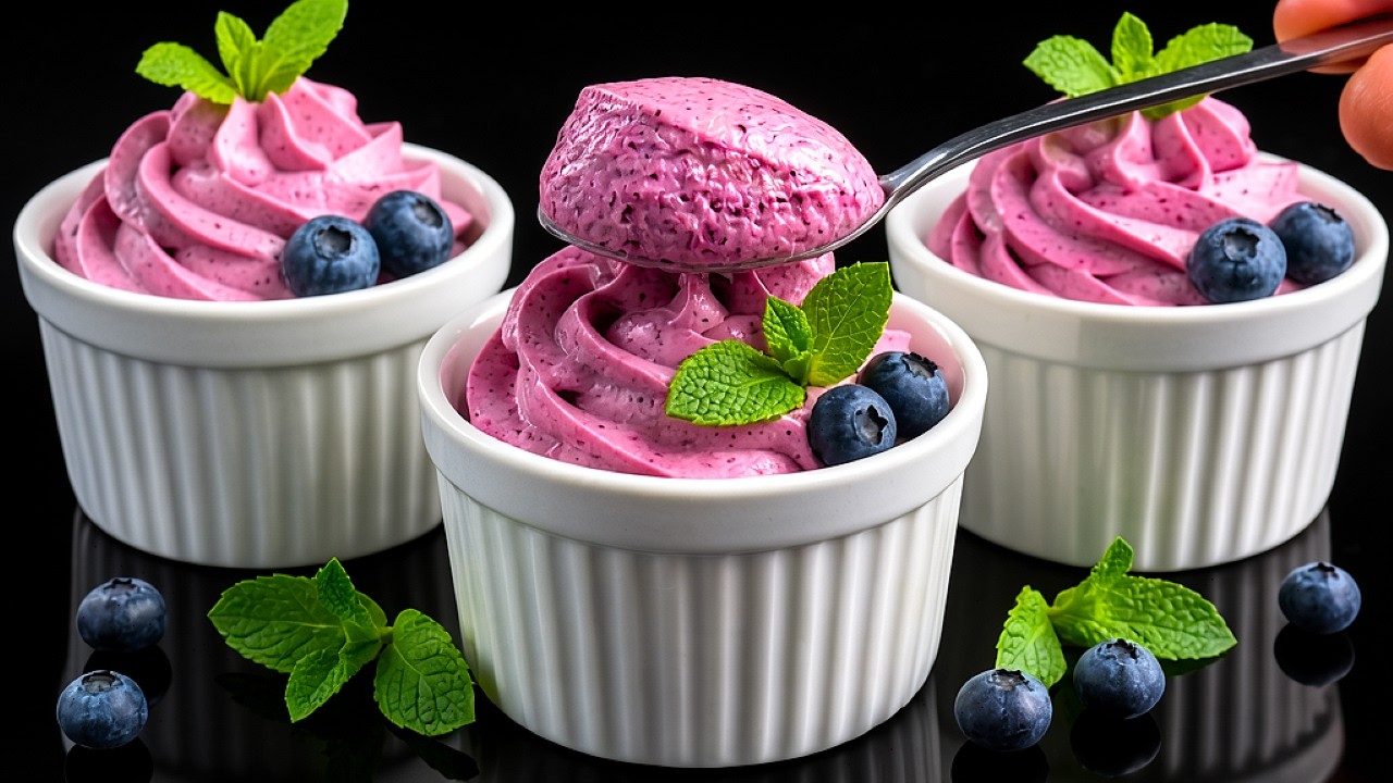Blueberry mousse in 5 minutes! The Italian dessert that will enchant everyone!