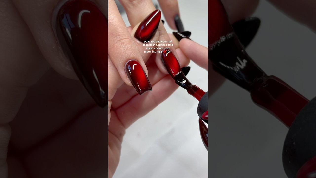 these red cat-eye nails are HOT and look good on anyone 💋🖤⛓️‍💥