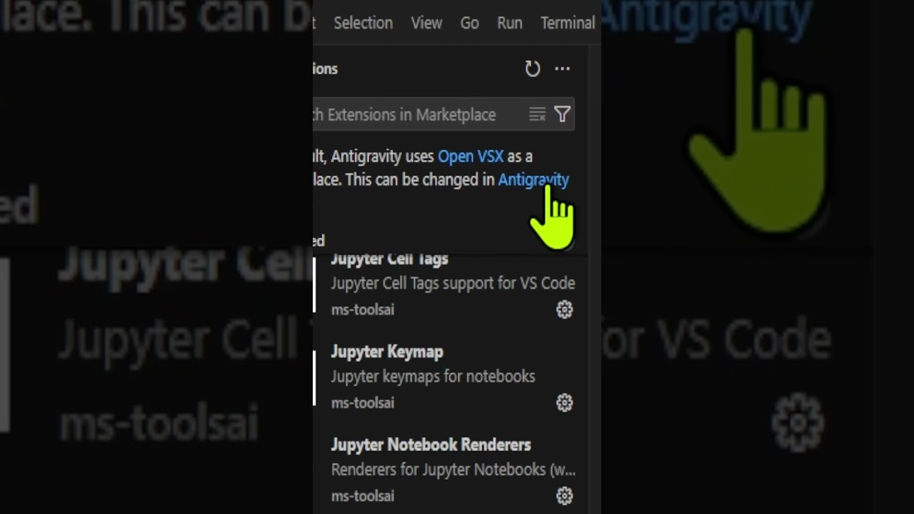 How to use VS Code extension Marketplace in Antigravity #ai #coding #programming #aiassistant