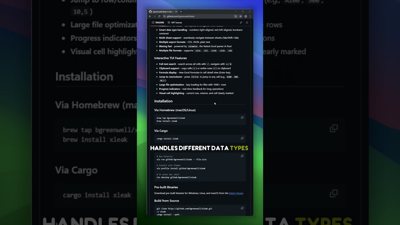 xleak: a fast Excel viewer built with Rust  #github #excel