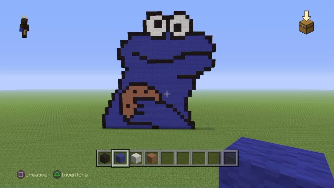 Cookie Monster Pixel Art Minecraft Tutorial