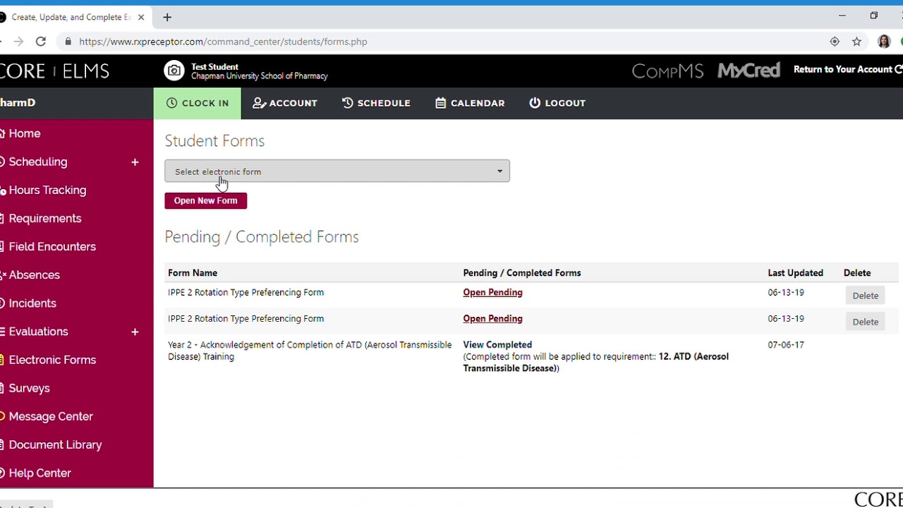 CORE ELMS Trimester Preferencing FORM