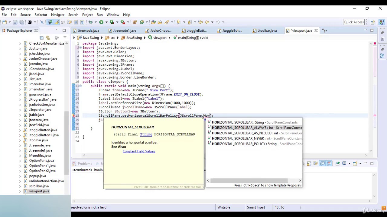 Java JViewPort in java using Swing