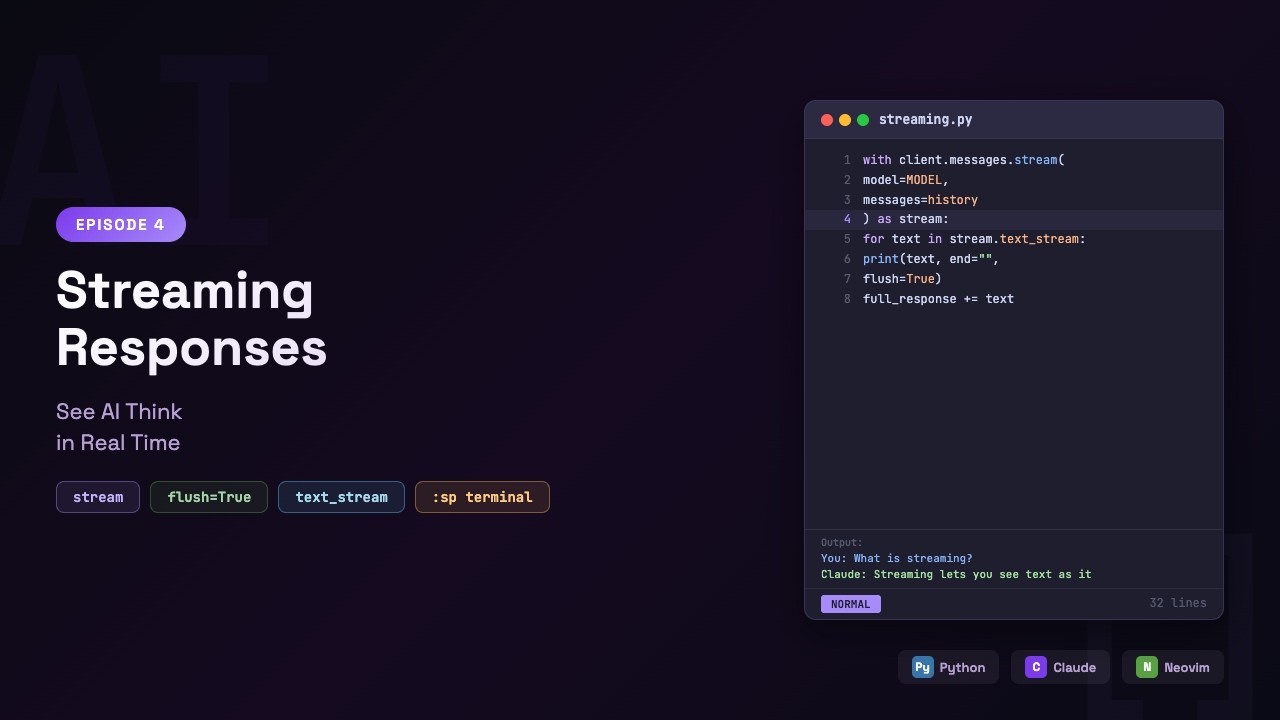 Build AI Apps with Python: Streaming Responses — Real-Time AI Output | Episode 4