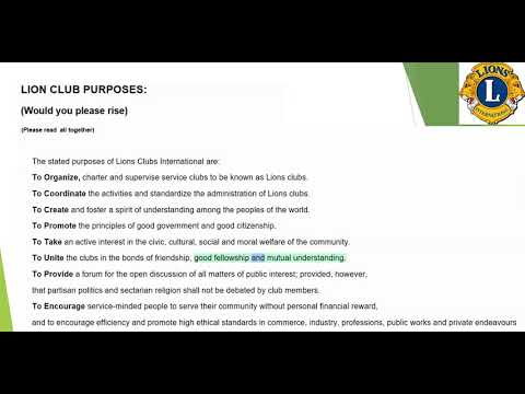 LIONS CLUB PURPOSES