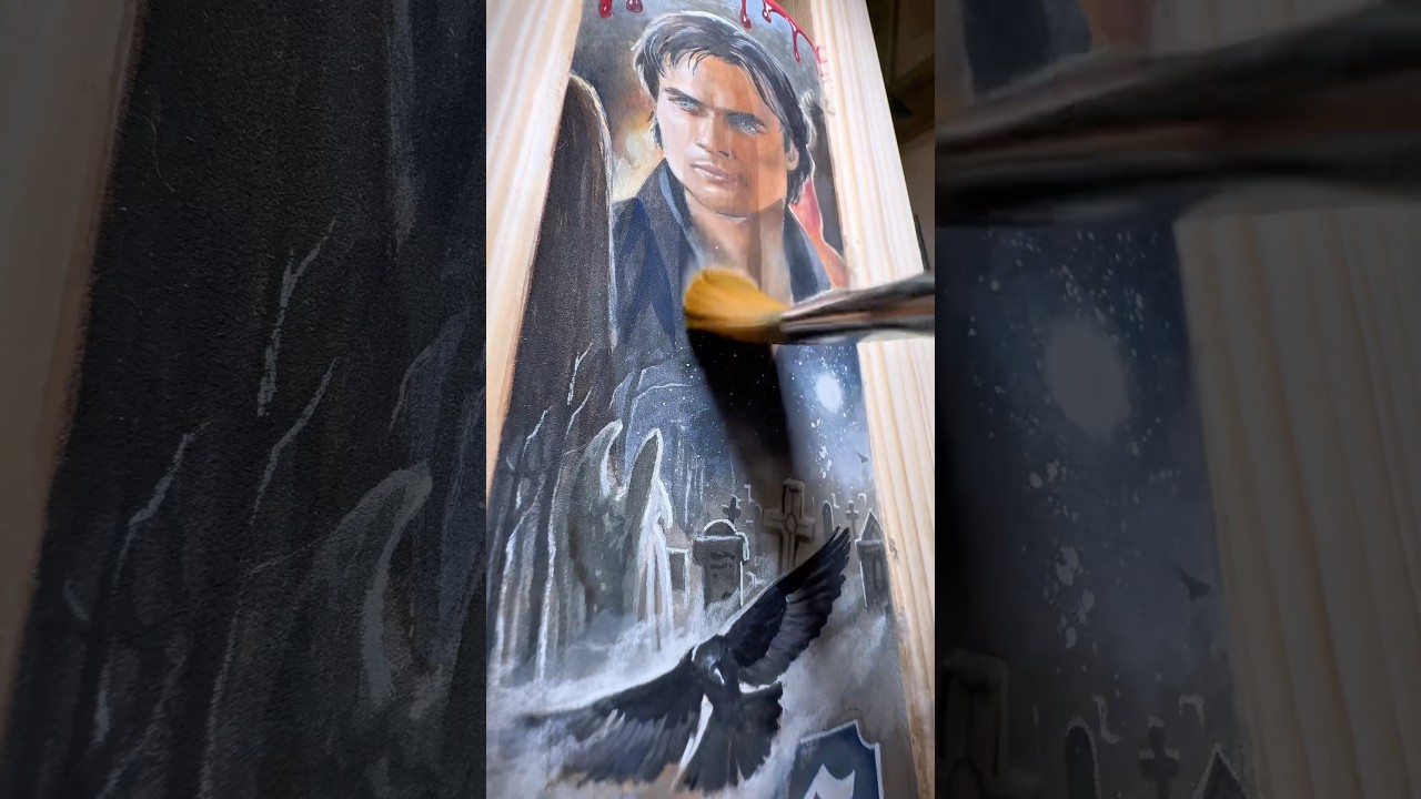 Damon Salvatore on my painted edge of The Vampire Diaries book #artwork #bookish #tvd #collector