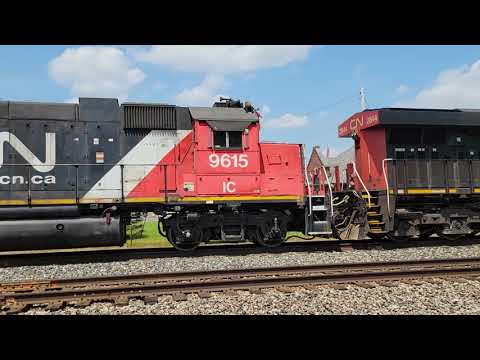 CN 2844, IC 9615 Eastbound train with WP/UP box car