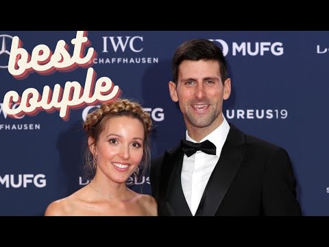 Novak Djokovic and Jelena Djokovic in the snow