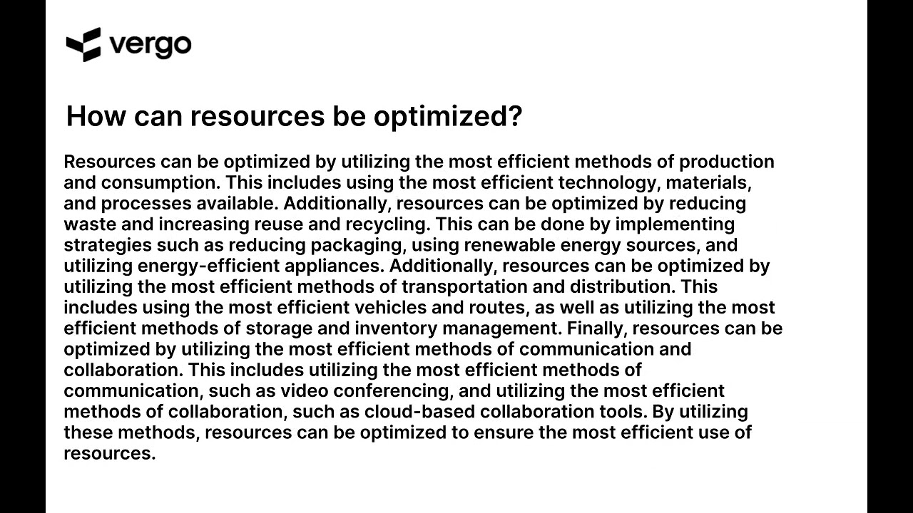 Optimizing Resources: A Guide