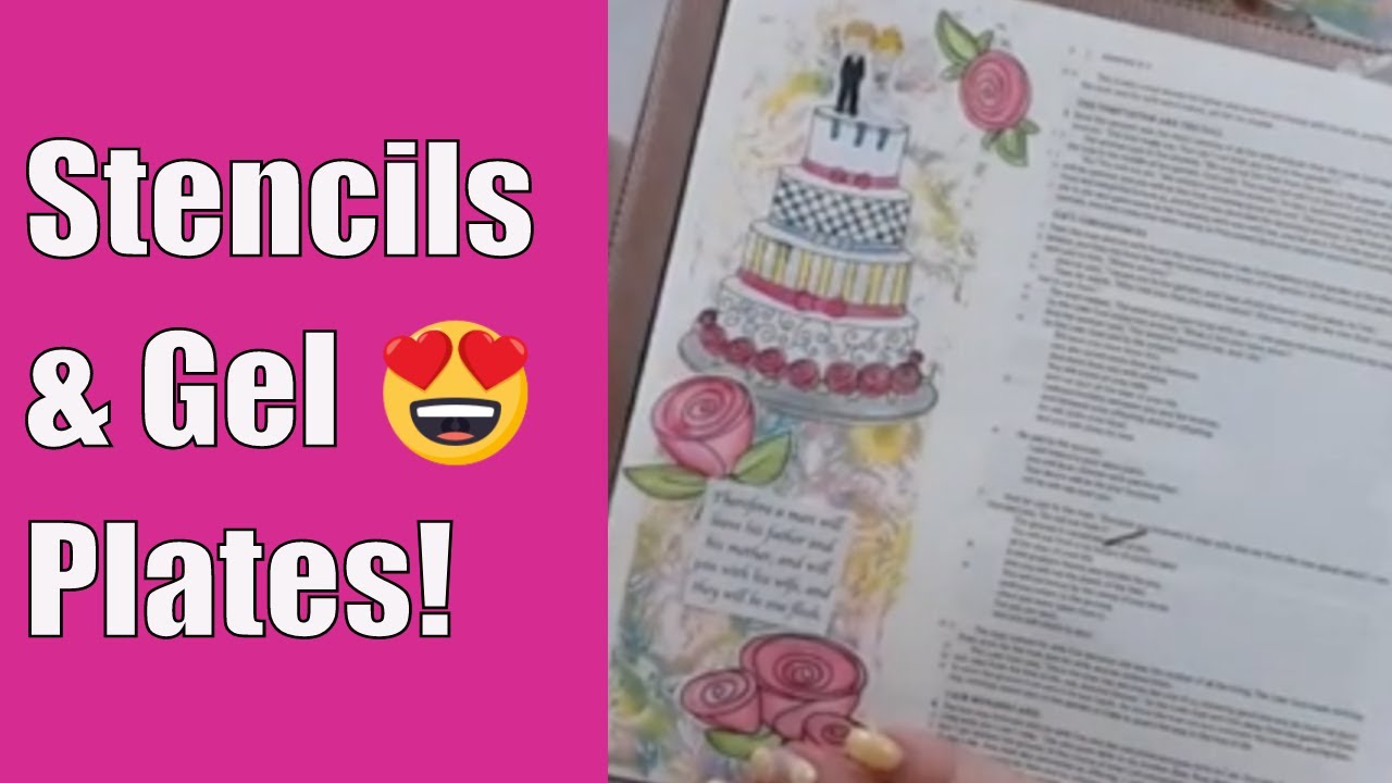 Stencils and Gel Plate in Your Bible - Bible Journaling Genesis 2:24 with Justine