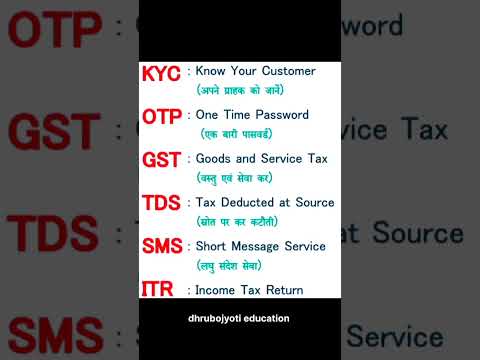 KYC OTP GST TDS SMS ITR Full Form ll important full form ll #shorts #short