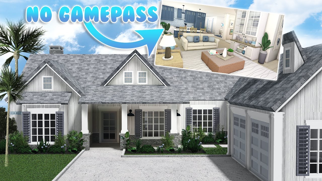 (no gamepass) realistic coastal house + interior | ROBLOX Bloxburg