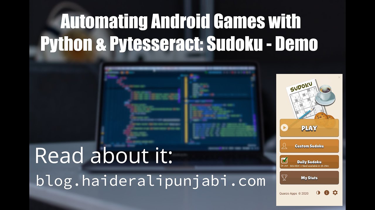 Automating Android Games with Python & Pytesseract: Sudoku (Demo only, Github link in description)