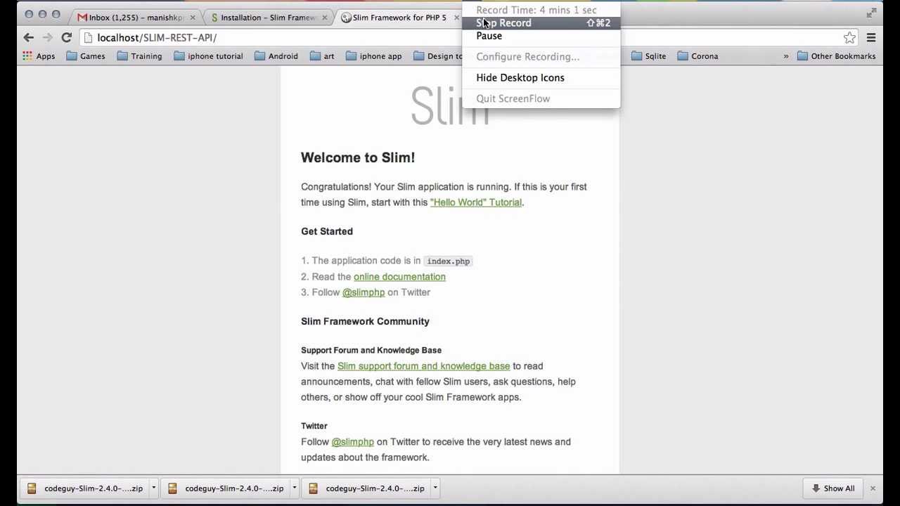 PHP Slim Framework(Rest API) Installation example