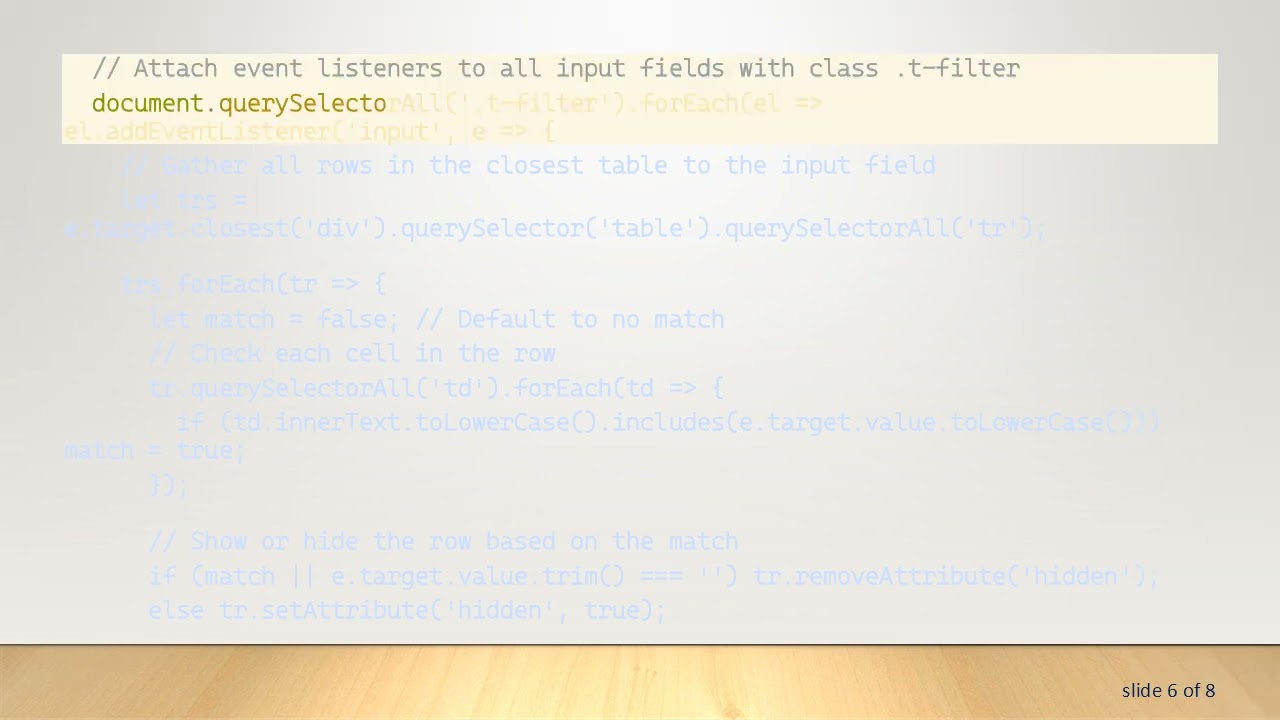 How to Efficiently Filter Multiple Tables in JavaScript Using Input Fields