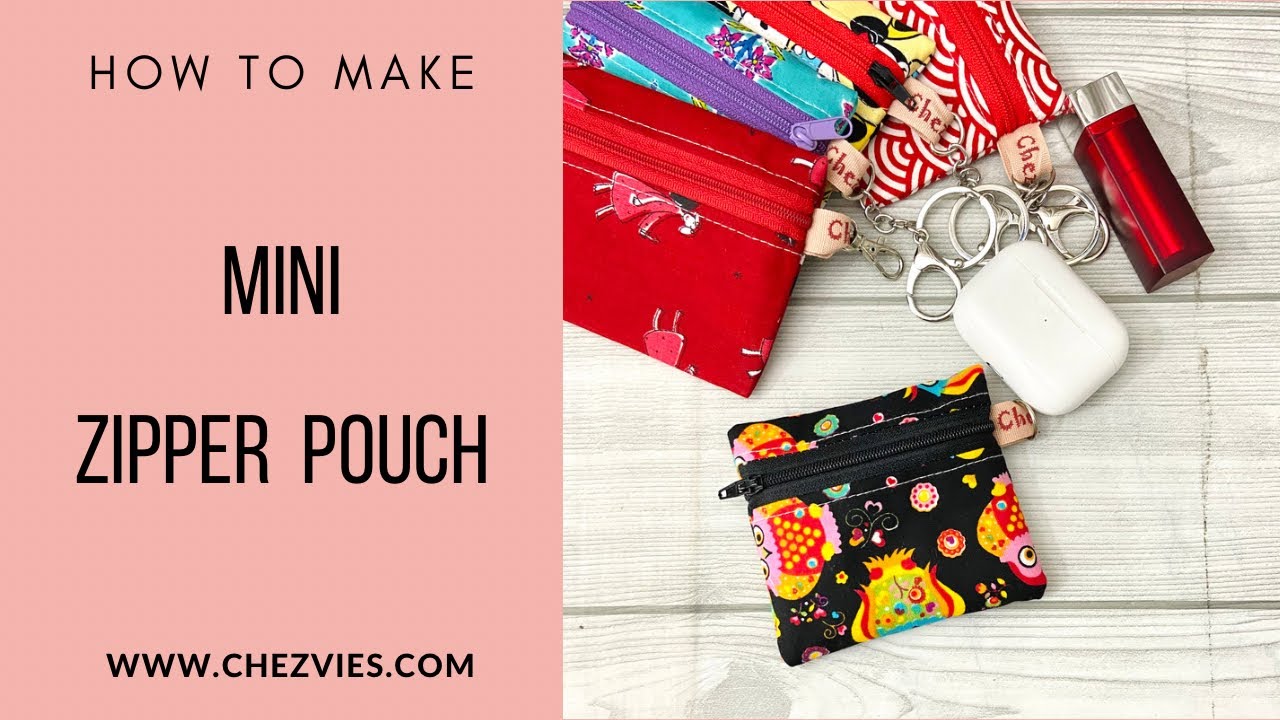 DIY Mini Zipper Pouch / beginners sewing pattern / Coin Pouch Tutorial / Chezvies