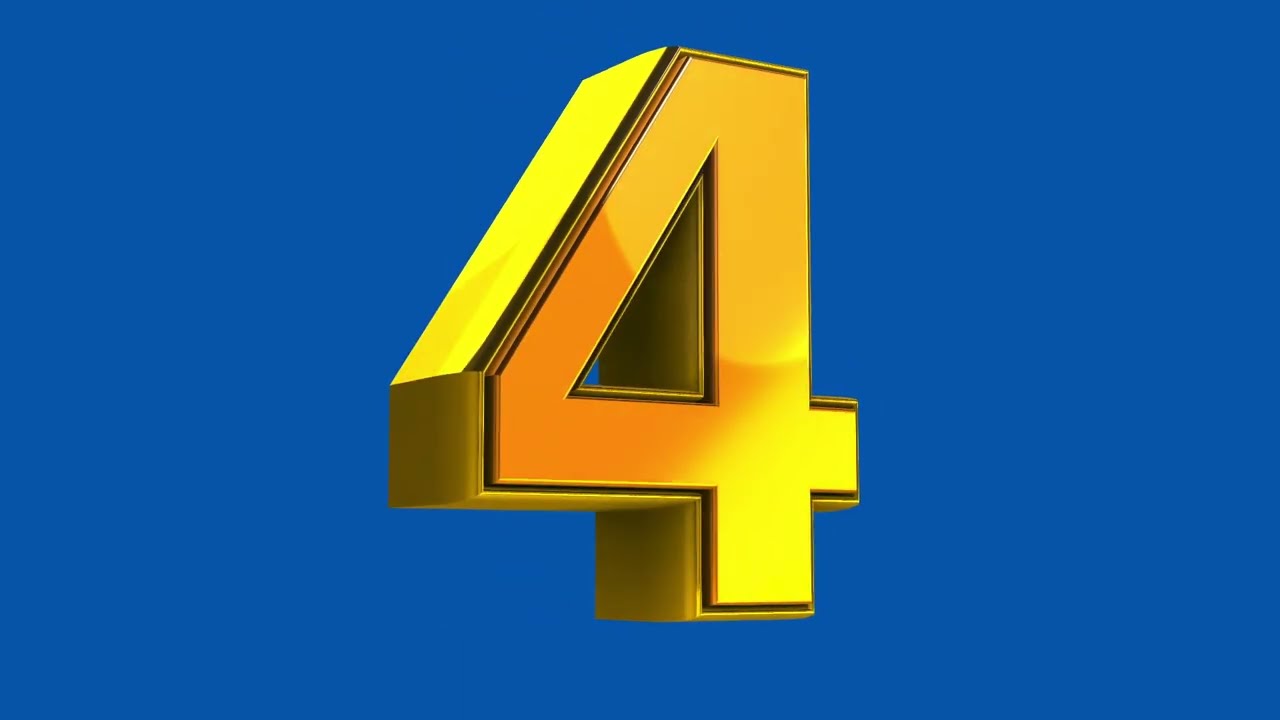 Gold 3d Number 4 Green Screen | no copyright 3d Numbers