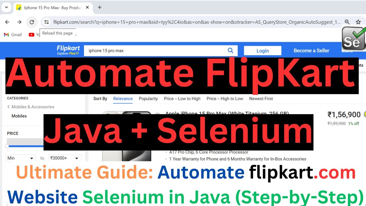 Automate Flipkart E-commerce website Using SELENIUM WEBDRIVER || JAVA + SELENIUM  #flipkart #amazon