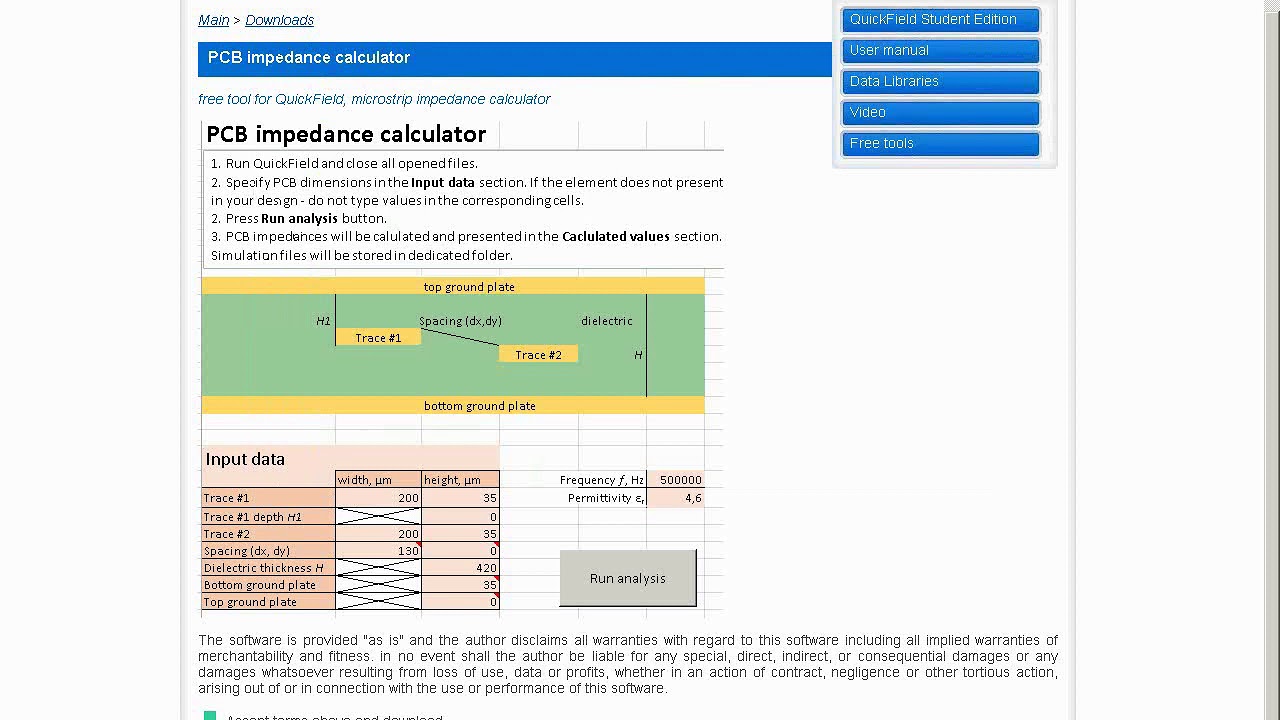 QuickField Tool: PCB impedance calculator