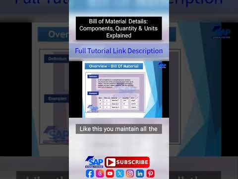 Bill of Material Details Components | SAP Production Planning | SAP Course For Beginners | SAP ERP
