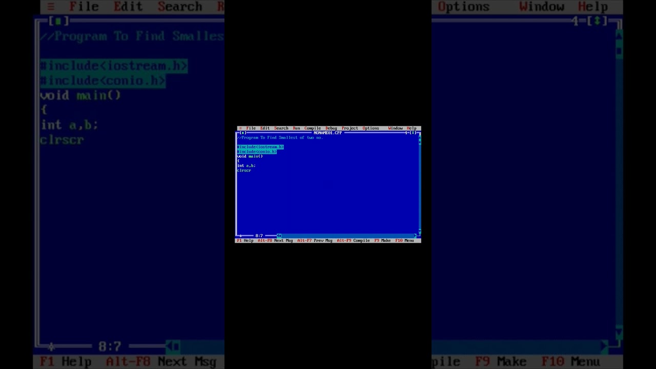 C++ Program to find smallest of two numbers