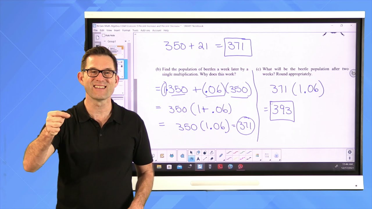 N-Gen Math Algebra I.Unit 6.Lesson 9.Percent Increase and Decrease