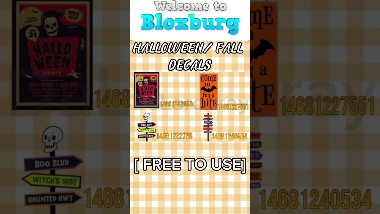🎃 Halloween decals 🍁 #bloxburg #halloween #bloxburgupdate #roblox #fall #decals #shorts #viral