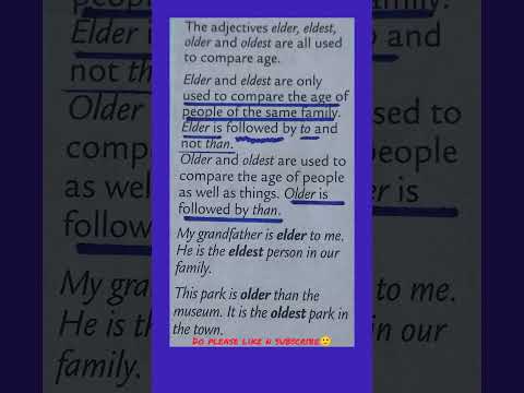 Fundamentals of English Adjectives||Elder, Eldest, Older, Oldest#youtubeshorts #youtube