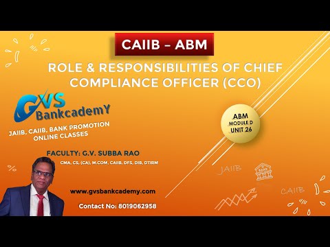 CAIIB ABM - ROLE & RESPONSIBILITIES OF CHIEF COMPLIANCE OFFICER (CCO)