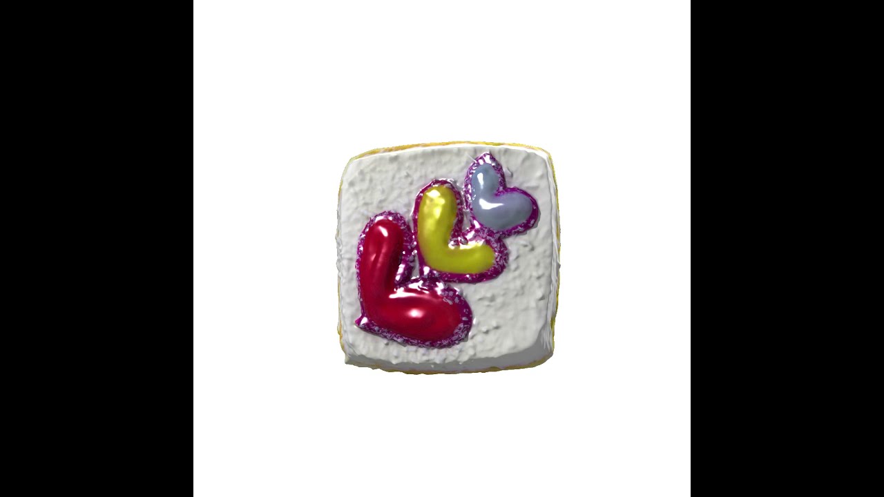 043 Donut bun 3Heart 3D model with UV map