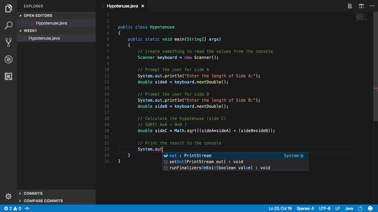 CIT260 Week 1 Example - Hypotenuse