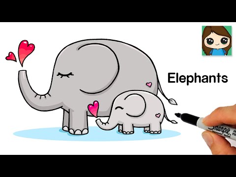 How to Draw Elephants Easy πMommy and Baby