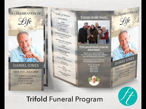 Trifold Mountain Funeral Program Template