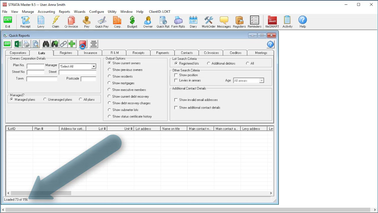 Strata Master Top Tip - Quick Reports