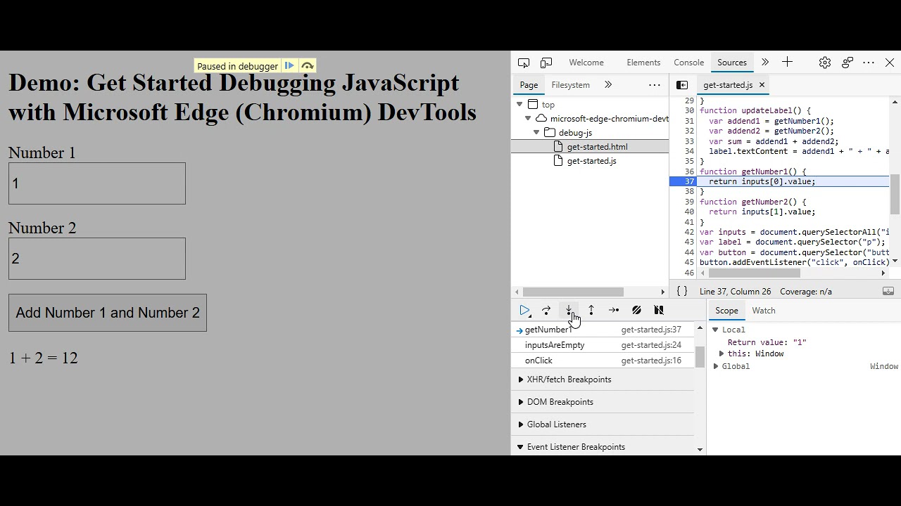 How to debug Javascript Code in Microsoft Edge