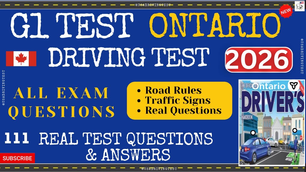 G1 test Ontario 2026 | G1 Practice Test Ontario 2026 | G1 Driving Test - All 2026 Exam Questions