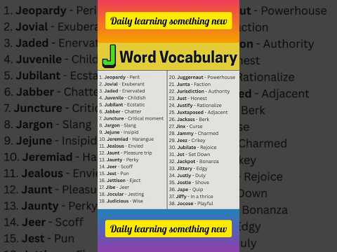 Vocabulary words with Letter J