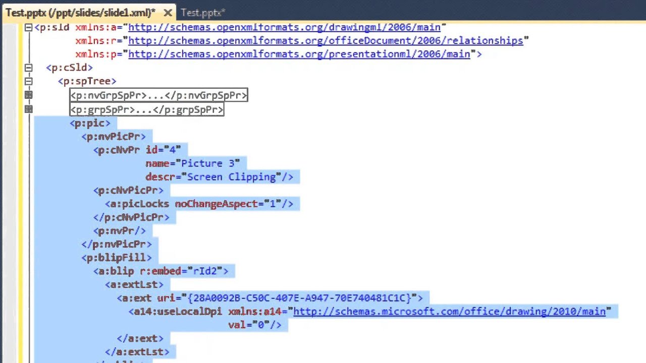 Delete Image PresentationML
