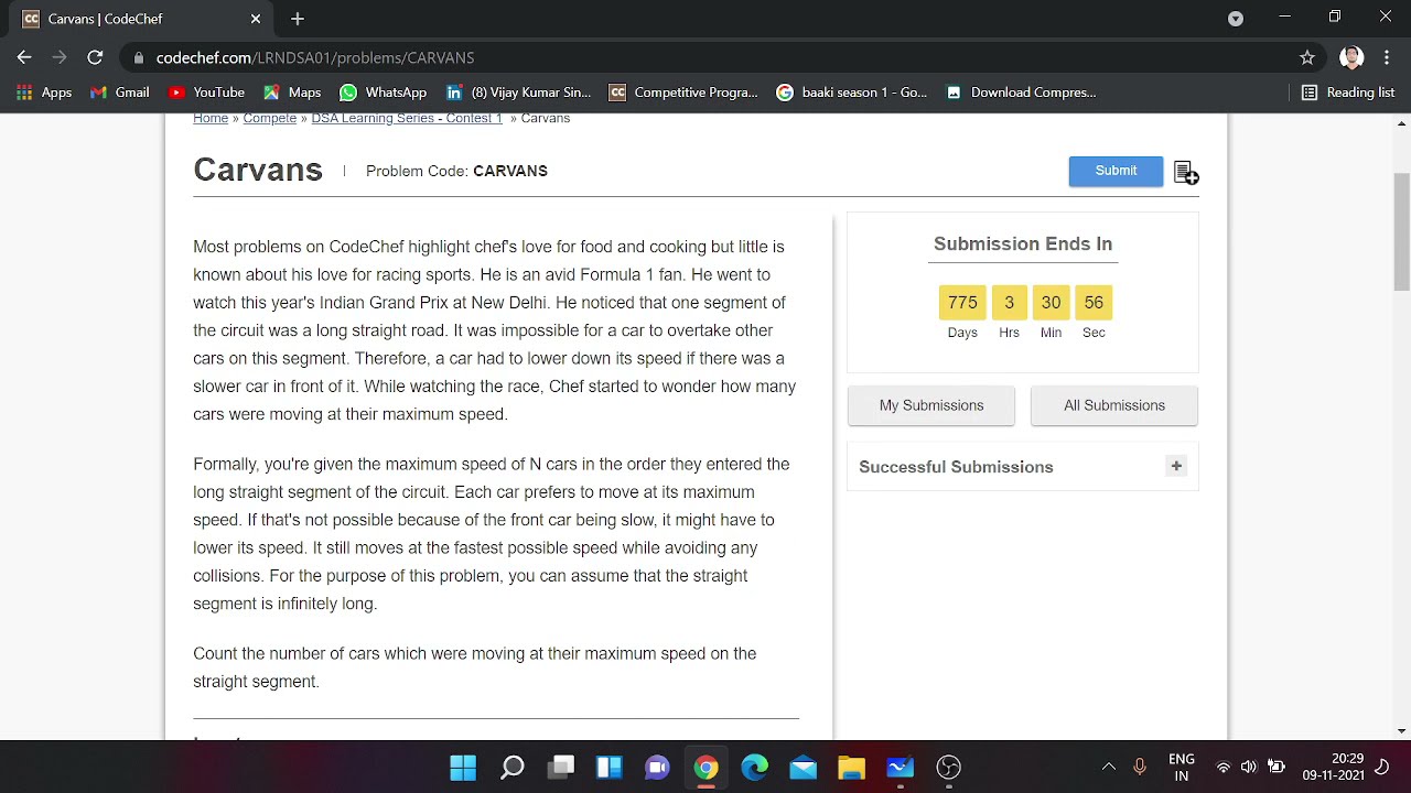 Codechef CARVANS Problem Solution