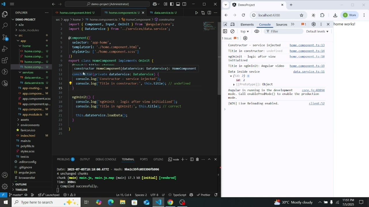 Constructor vs ngOnInit in Angular | Life Cycle Explained with Real Example