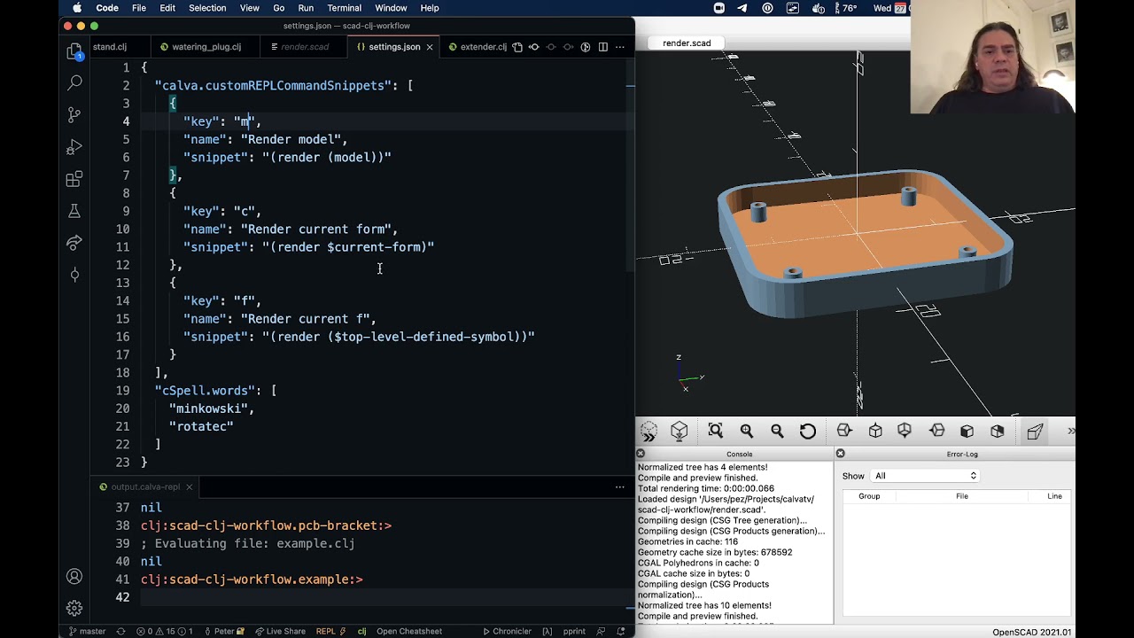 A Scad Clj Example Project Interactive 3d Modeling Tutorials And Guides Clojureverse