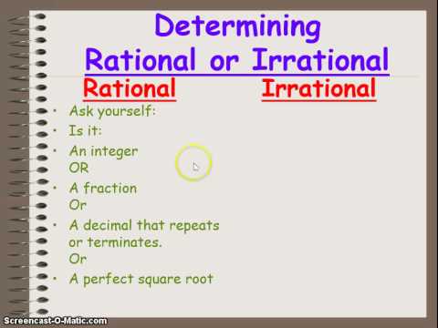 Intro to Real Numbers Rational vs Irrational