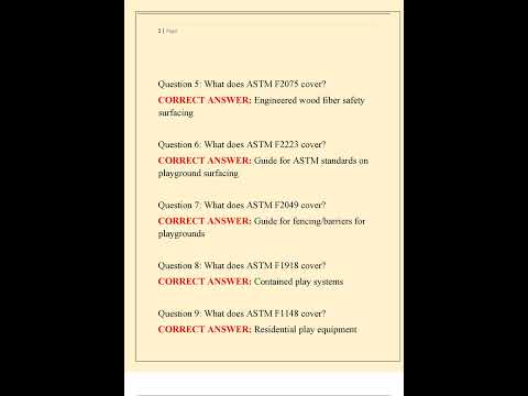 CERTIFICATION COURSE FOR PLAYGROUND SAFETY INSPECTORS EXAM QUESTIONS WITH CORRECT ANSWERS